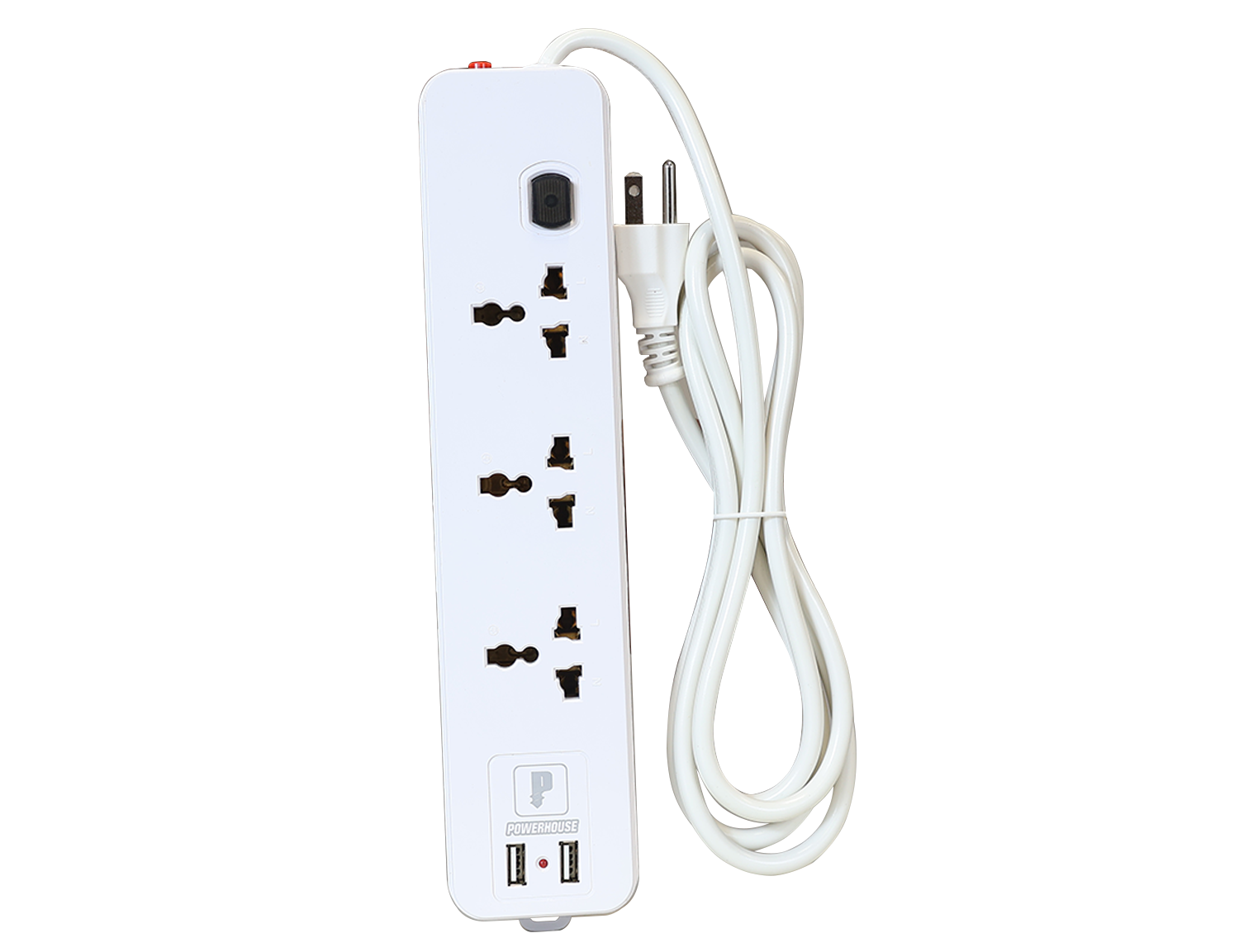 3-Gang Universal Socket w/USB Extension Cord w/ Single Switch and Over ...