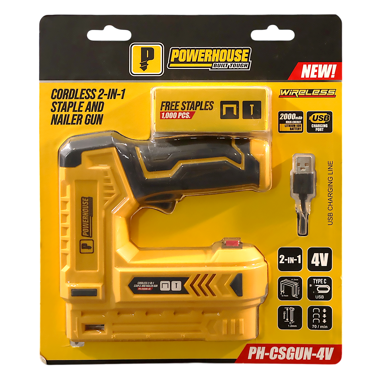 Cordless 2-in-1 Staple And Nailer Gun – Powerhouse Tools