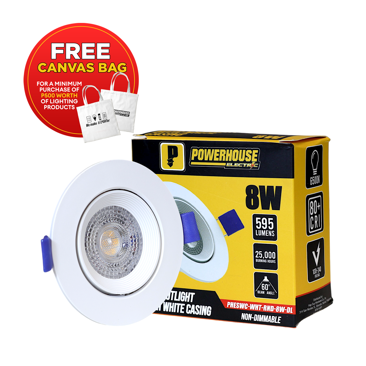 LED Spotlight w/ Casing Round Daylight 8W – Powerhouse Tools
