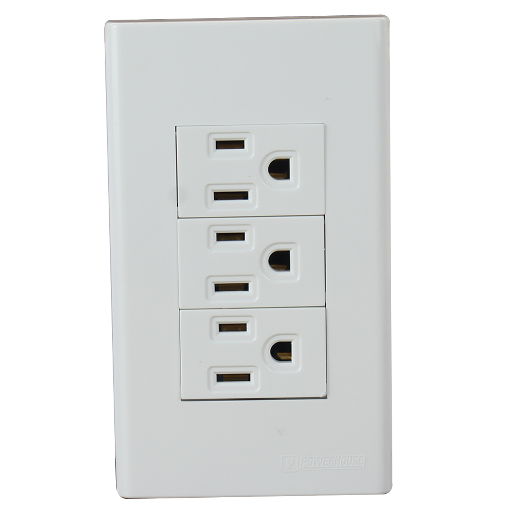 3 Gang Plate w/ Regular Convenience Outlet (Flat Pin w/ Ground ...