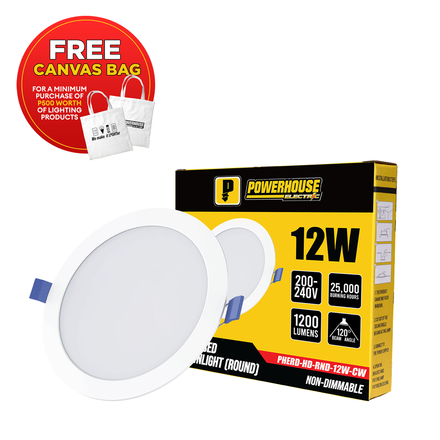 POWERHOUSE LED RECESSED DOWNLIGHT PHERP-RND-12W-CW – Powerhouse Tools