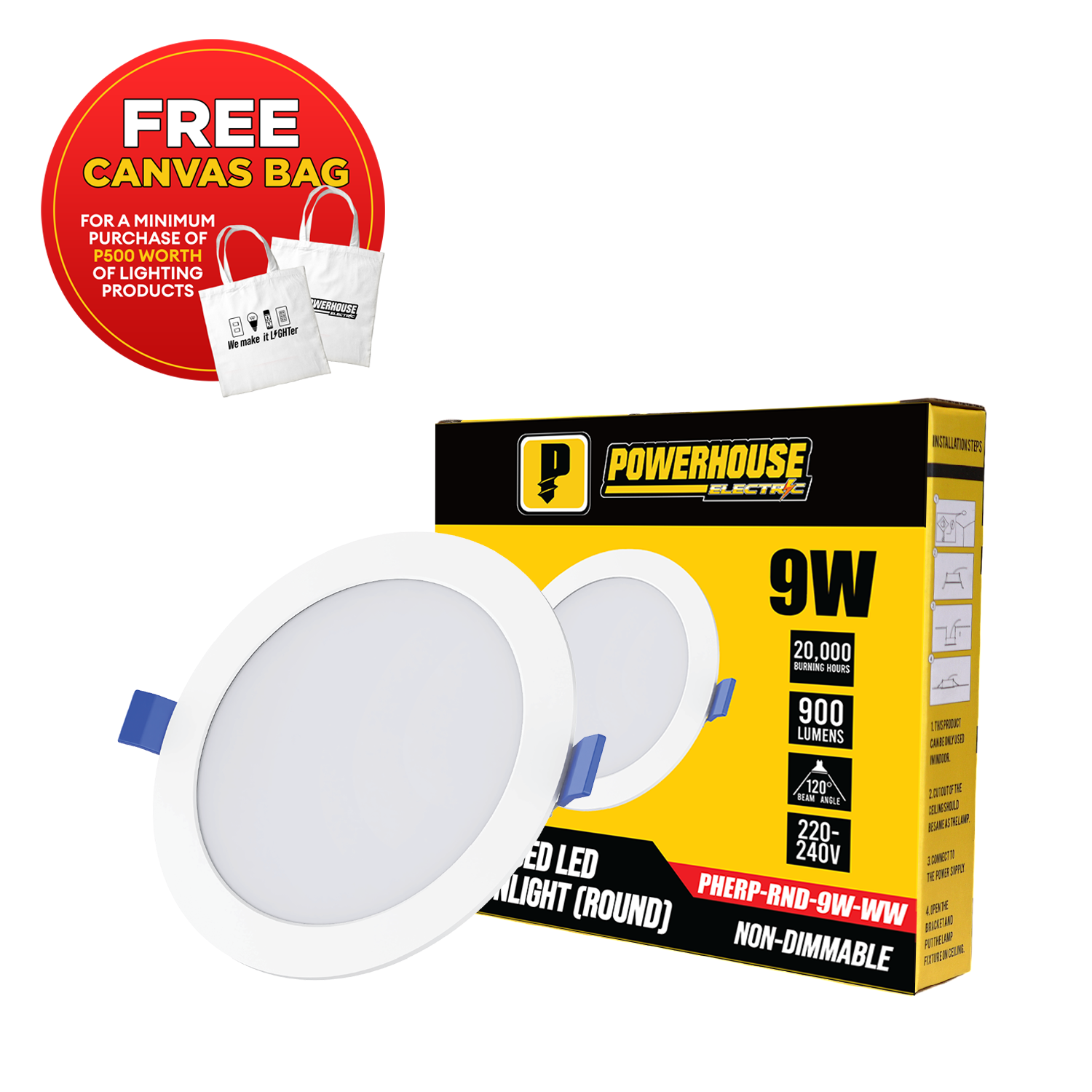 LED Recessed Downlight Round 9W Warm White – Powerhouse Tools