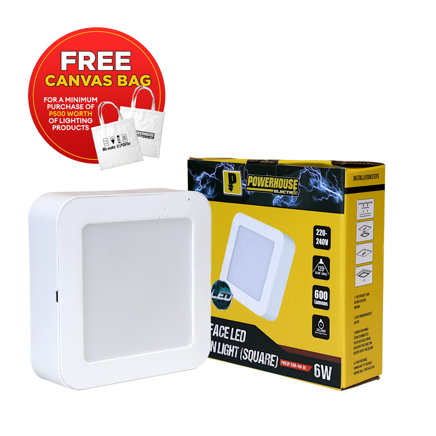 LED Surface Mounted Square Downlight 6W Daylight – Powerhouse Tools